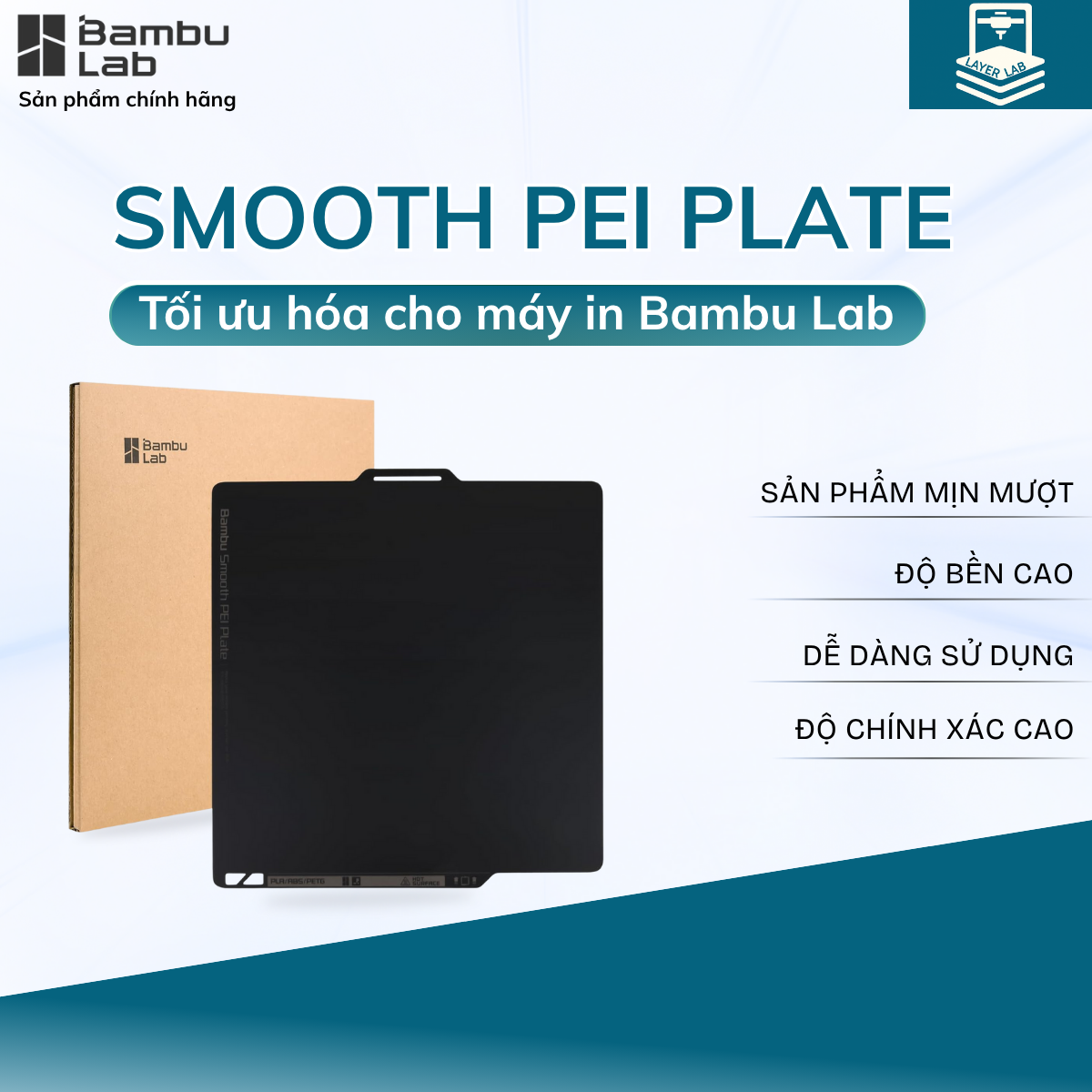 Bambu Smooth PEI Plate| Tấm Bàn In 3D PEI Trơn Bambu Lab – Layer Lab